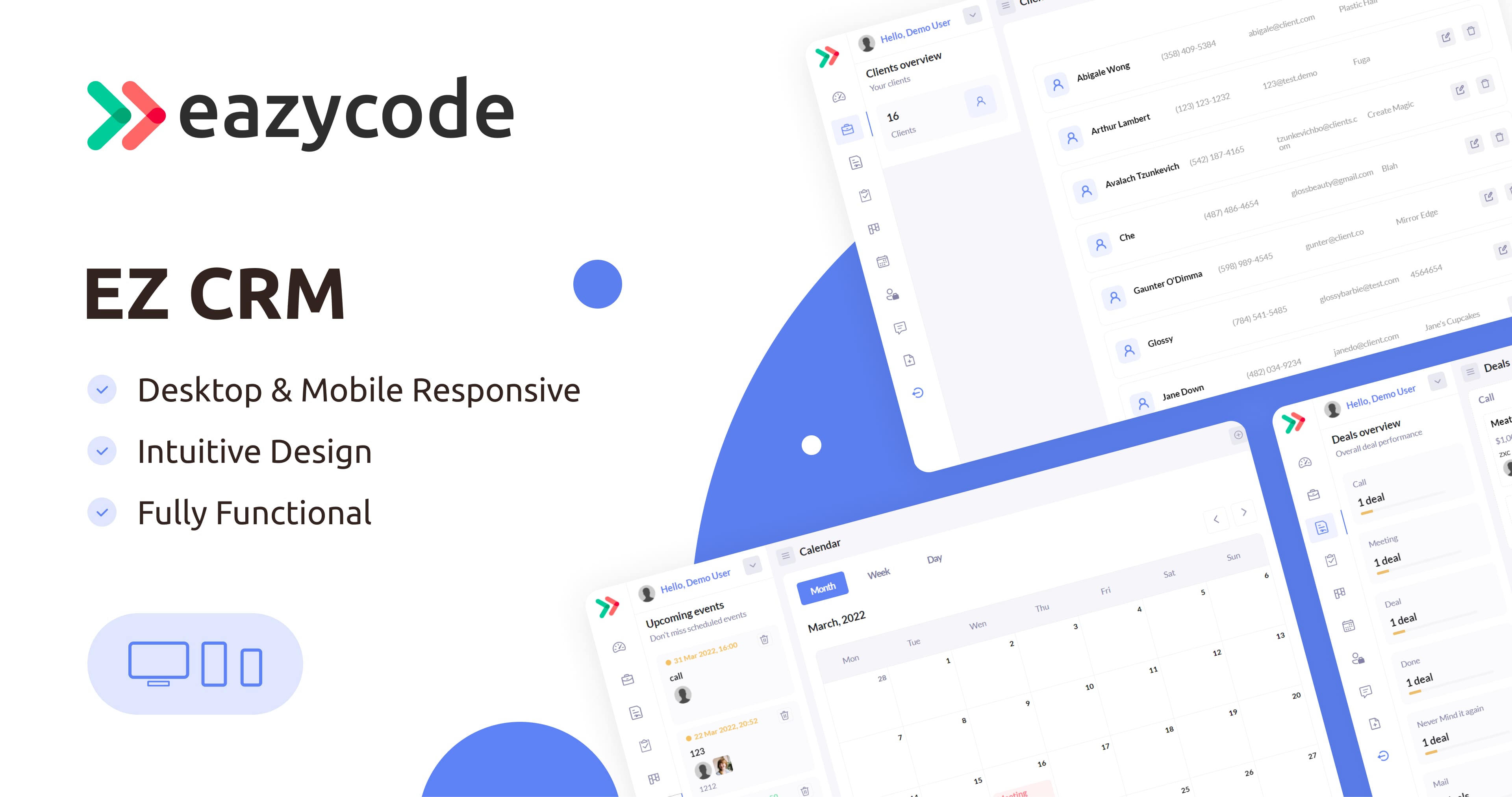 Ez CRM Dashboard 2.0 template - NoCode Bubble.io Template by EazyCode - NoCode Agency